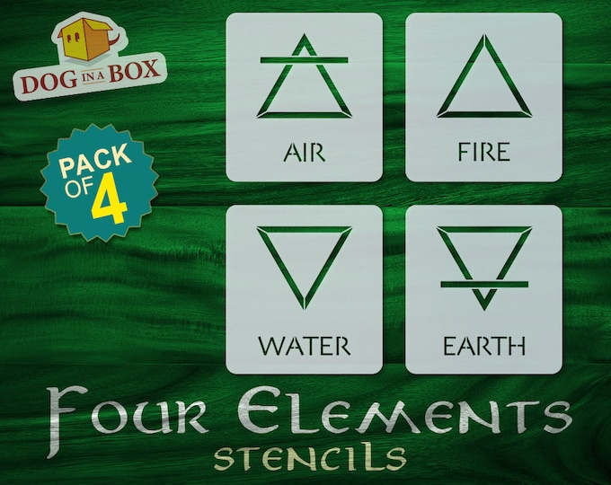 Five Elements Stencil, Air Water Earth Fire Spirit Elements Stencil ...