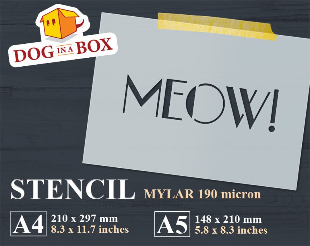 Meow Stencil N.1 - Reusable Cat Stencil for Painting on Wood, Walls and ...