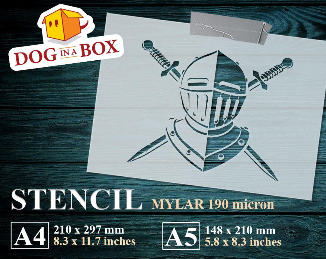 Knight Stencil N.2, Warrior Stencil, Helmet Stencil, Medieval Stencil ...