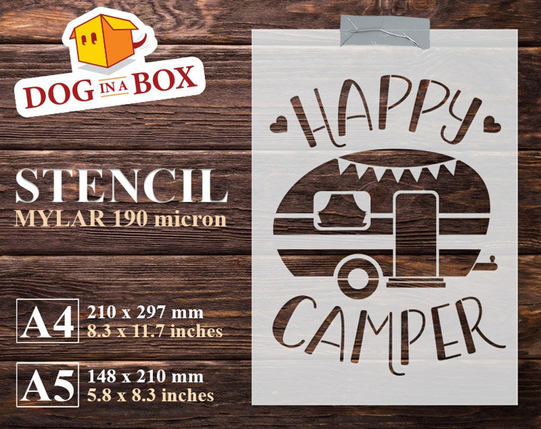 Happy Camper Stencil N.3 - Reusable Camping Stencil, Stencil for Wood ...