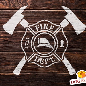 Firefighters Emblem Stencil N.1, Firefighter Stencil, Axes Stencil ...