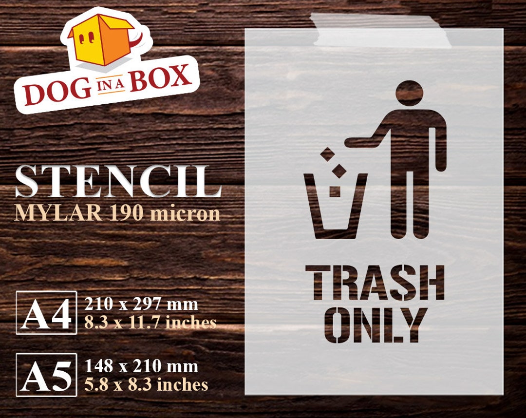 Trash Stencil N.1 - Reusable Recycling Stencil, Trash Only Logo Stencil ...