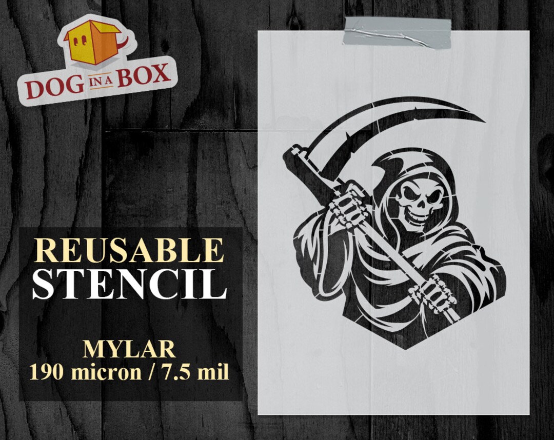 Grim Reaper Stencil N.2 - Reusable Death Stencil for Wood Signs, Walls ...