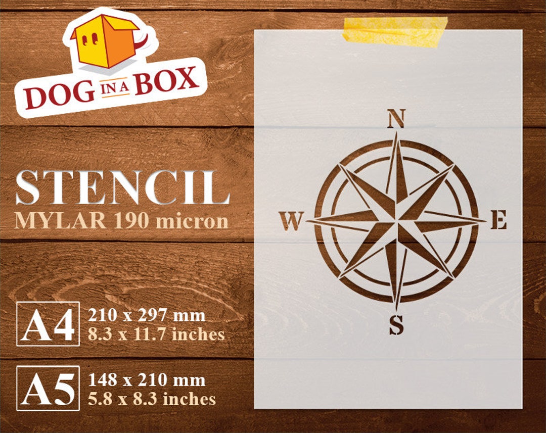 Compass Stencil N.1 - Reusable Wind Rose Stencil, Travel Stencil ...