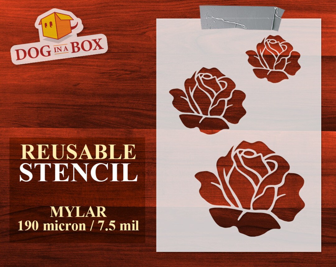Roses Stencil Set N.2 - Reusable Stencil With a Rose in Various Sizes ...
