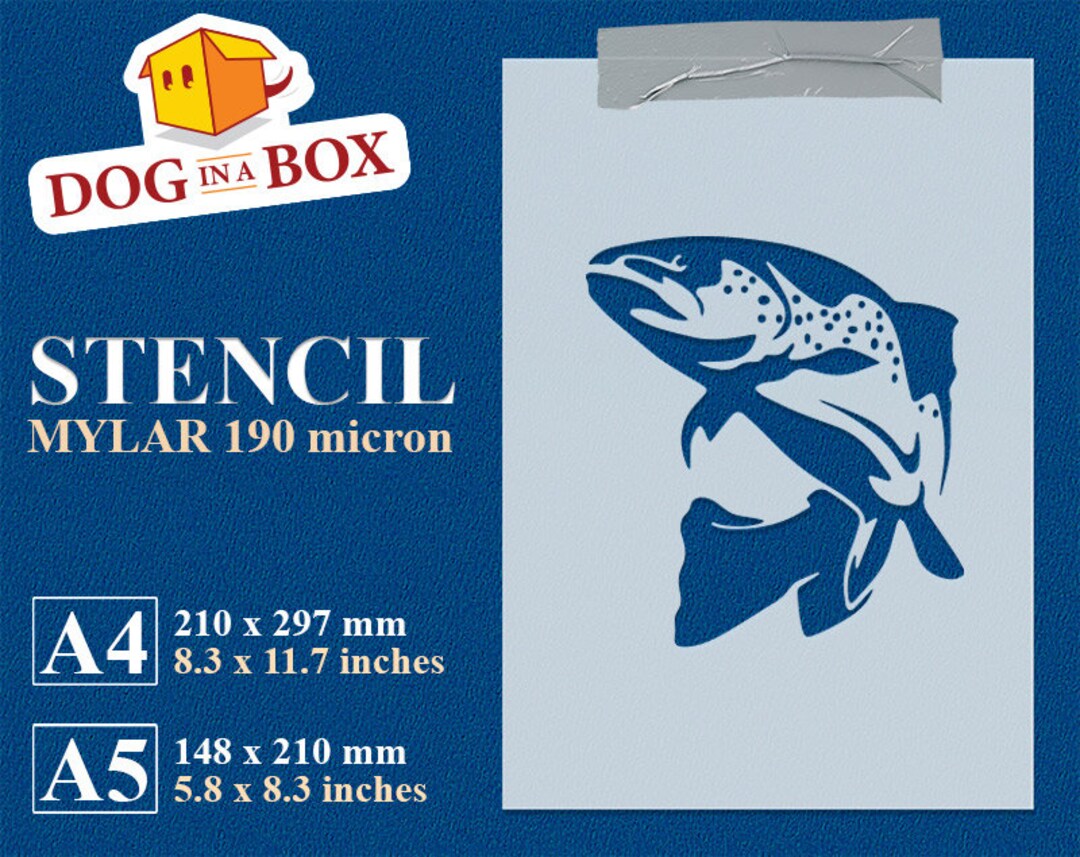Fish Stencil N.1 - Reusable Fishing Stencil, Trout Stencil, Nature, Stencil for Painting ...