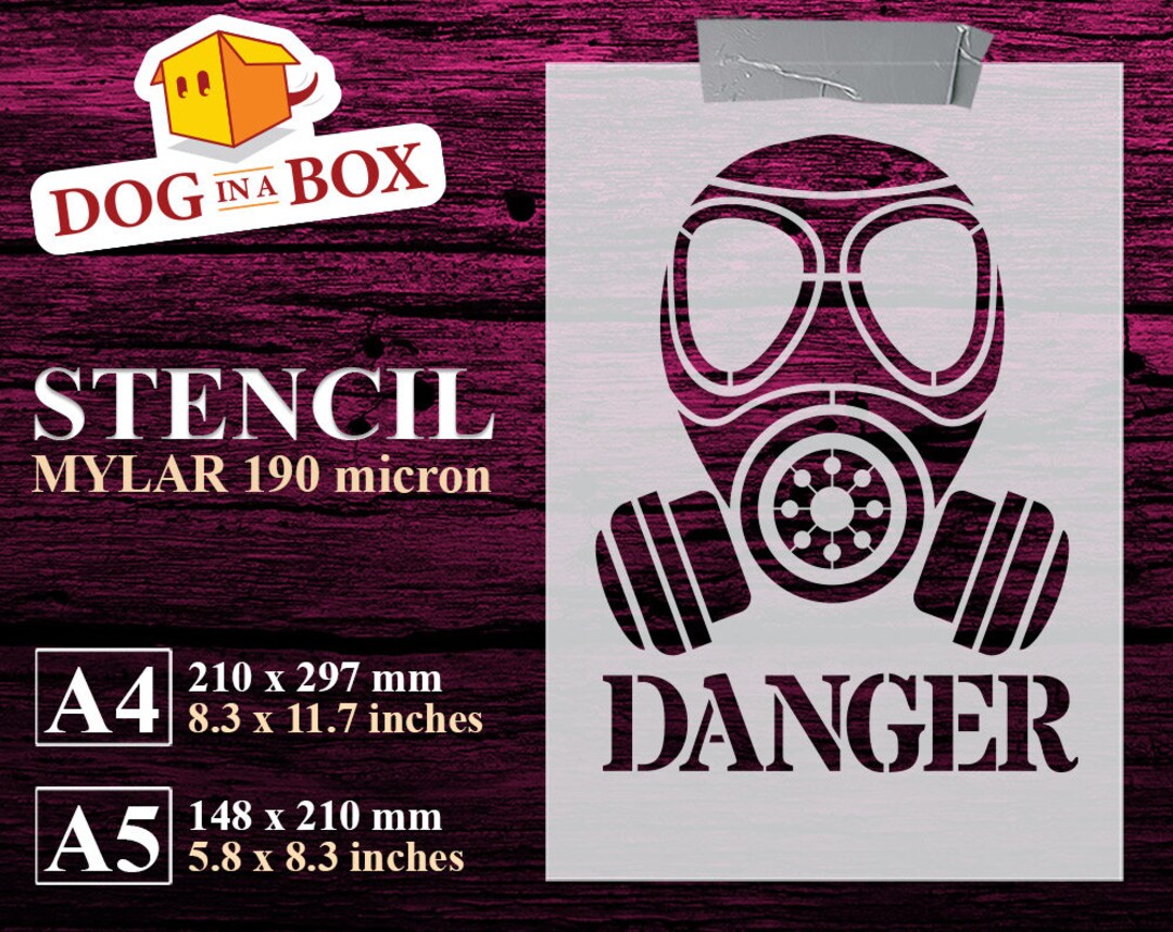 Danger Sign Stencil N.3 - Reusable Gas Mask Stencil, Radioactive Sign ...