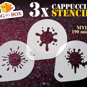 Paint Splat Stencils Set, 3 Coffee Stencil, Ink Splat Stencil, Paint ...