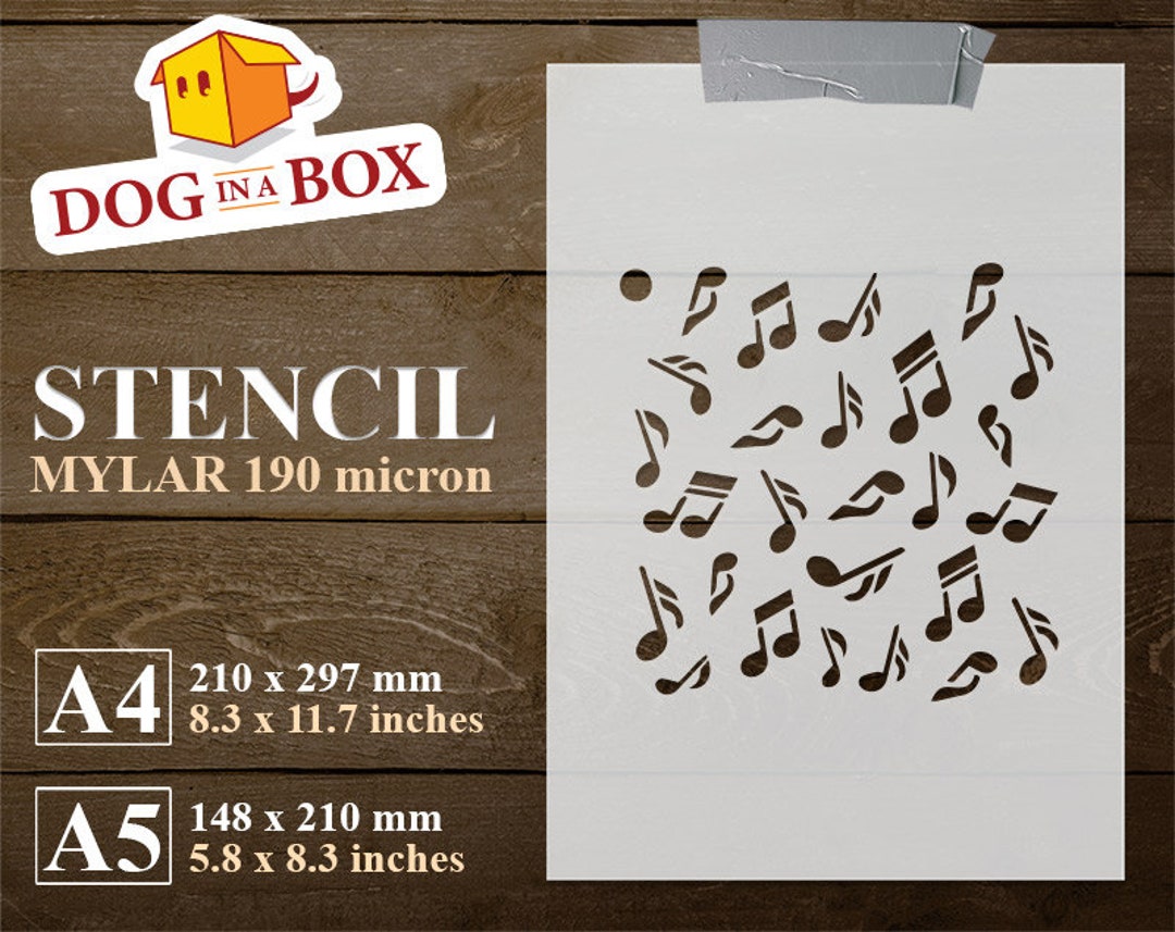 Music Notes Stencil N.2 - Reusable Music Stencil for Cake, Wood, Wall ...