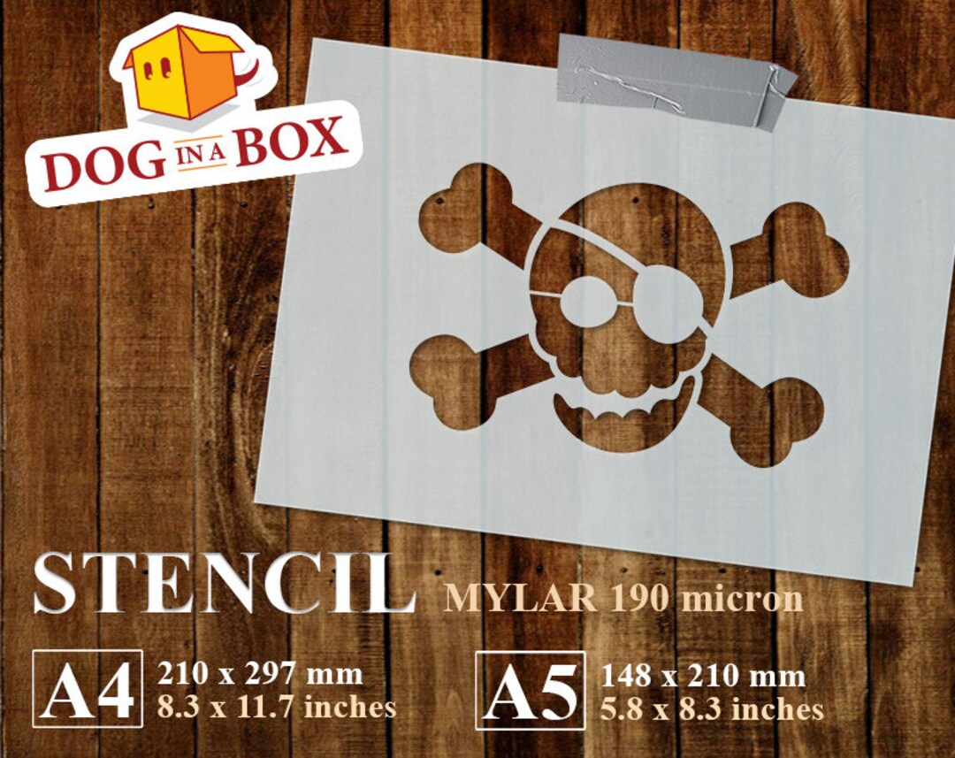 Pirate Stencil N.4 - Reusable Pirate Flag Stencil, Skull and Bones Stencil for Cosplay, Pirate ...