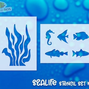 Sealife Stencils Set N.2 - 6 Different Sea Life Stencils. Fishes ...