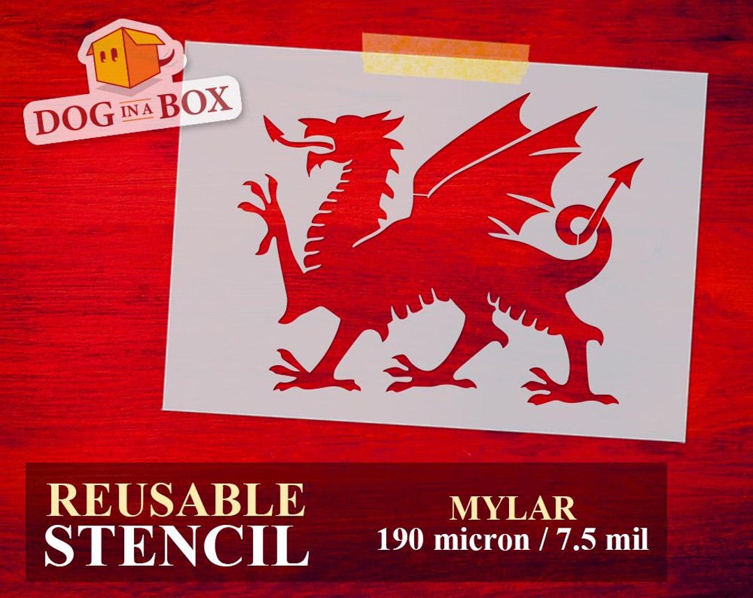 Welsh Dragon Stencil: Reusable Mylar Y Ddraig Goch Template - Etsy