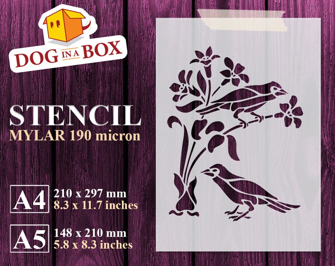 Birds Stencil N.3: Reusable Birds Stencil for Furniture Decor, Wall ...