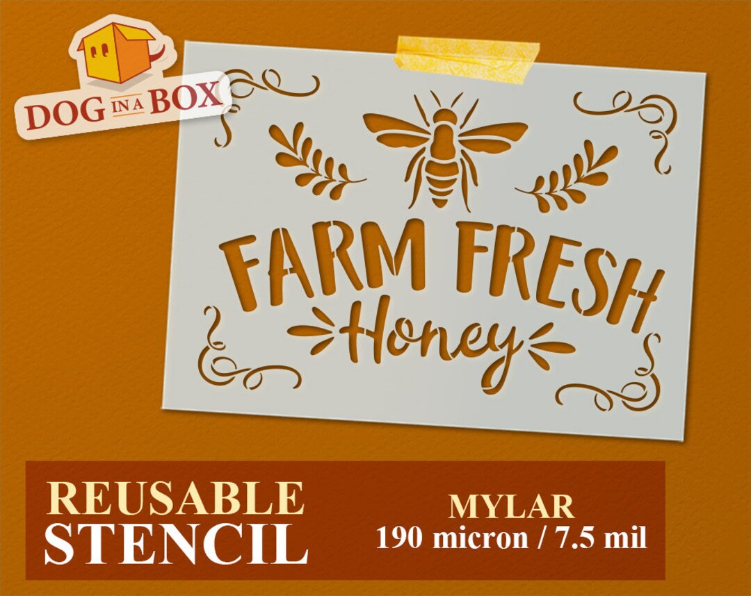 Farm Fresh Honey Stencil N.2 - Farm Stencil, Honey Stencil, Honeybee ...