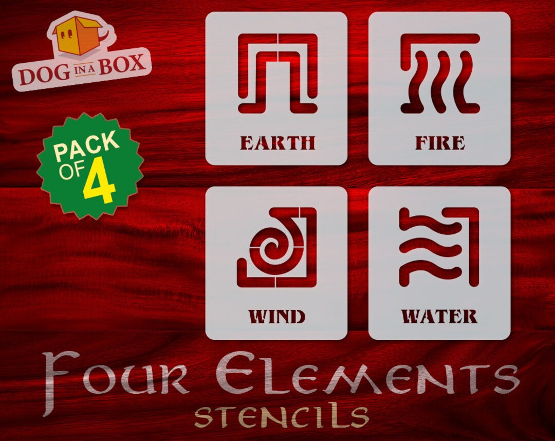 Four Elements Stencils | Set of 4 Reusable Stencils for Painting on ...