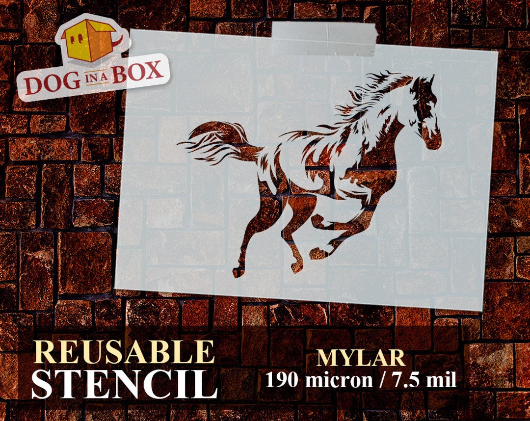 Horse Stencil N.4 - Reusable Mustang Stencil, Cowboy and Country ...