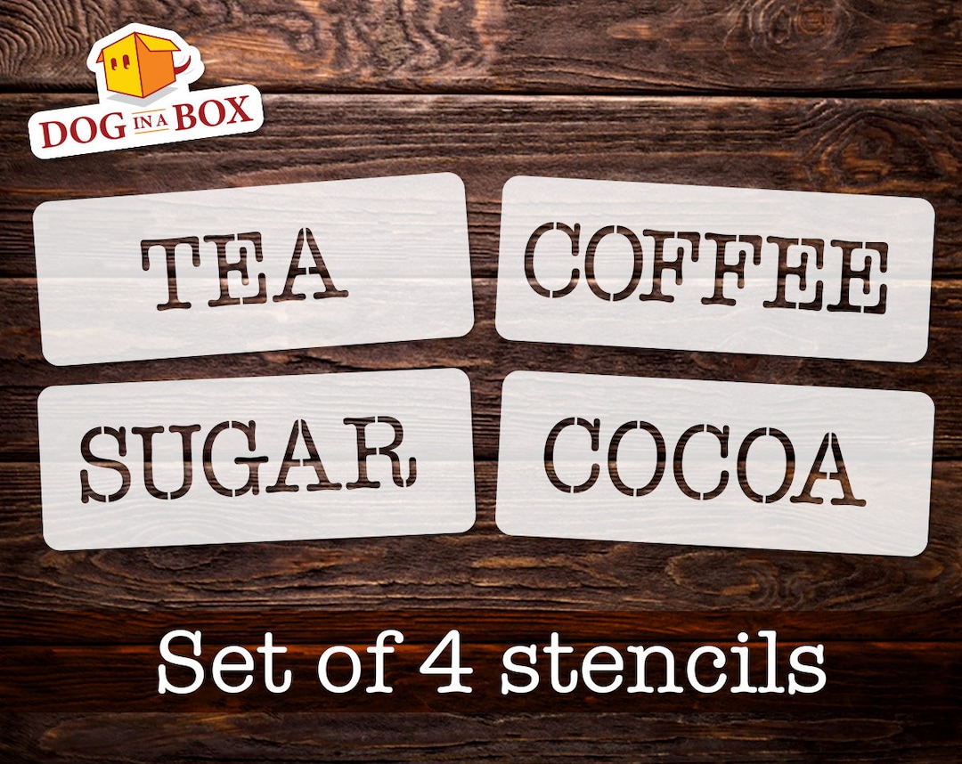 Tea, Coffee, Sugar, Cocoa Stencils SET of 4 (design N.3) - Tea Stencil ...