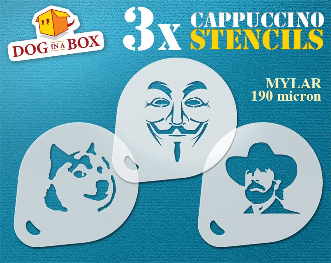 Meme Stencils Set, 3 Coffee Stencils, Cappuccino, Meme, Face Painting ...
