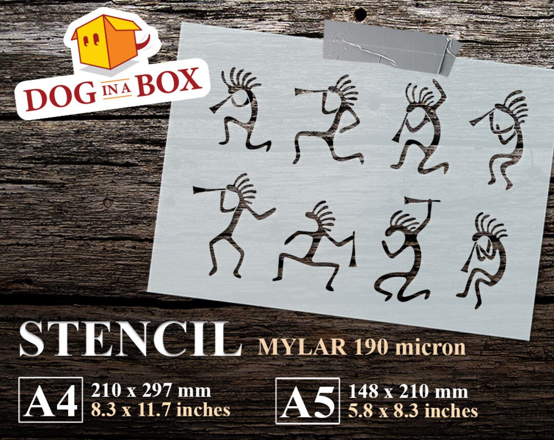 Kokopelli Stencil N.1 - Reusable Cave Stencil, Ancient Stencil, Indians ...