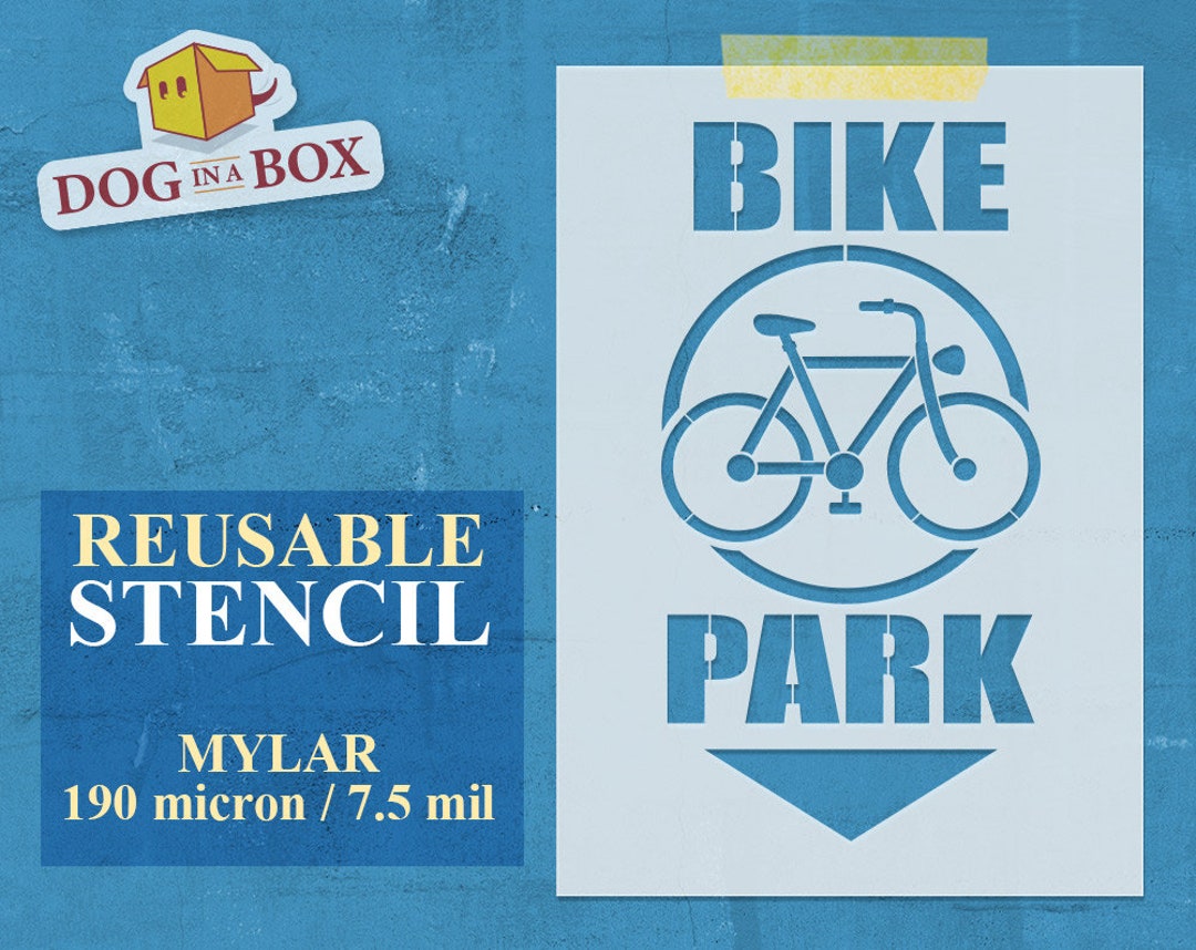 Bike Park Stencil N.2 Bicycle Parking Reusable Stencil, Cyclist Stencil ...