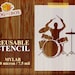 Drummer Stencil: Reusable Rock Band Stencil for Painting on Wall, Wood ...