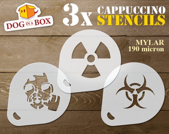 Radioactive Stencils Set 3 Coffee Stencils Nuclear Stencil - Etsy