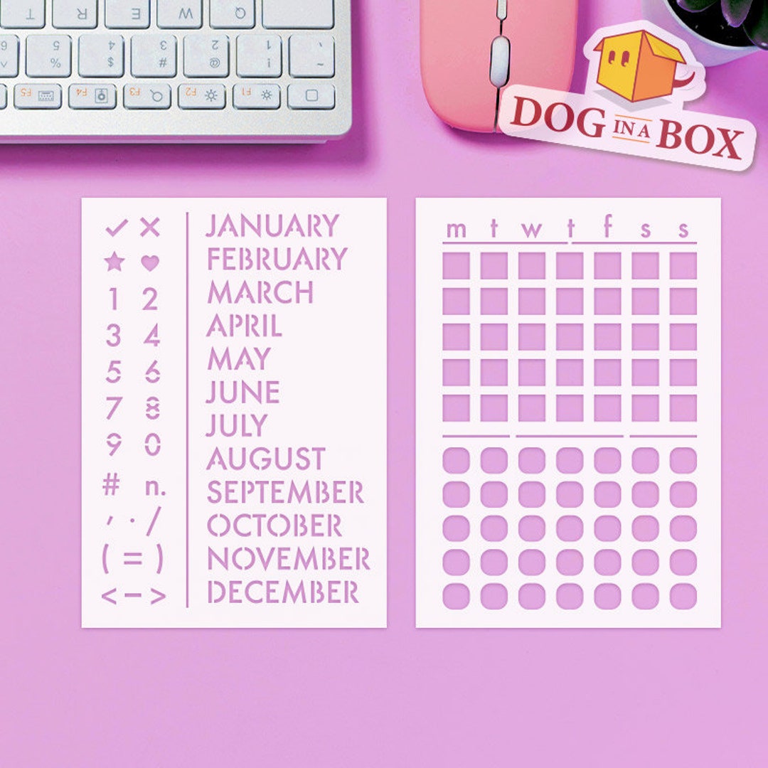 Full Calendar Stencil for Journals and Planners - Set of 2 Reusable ...