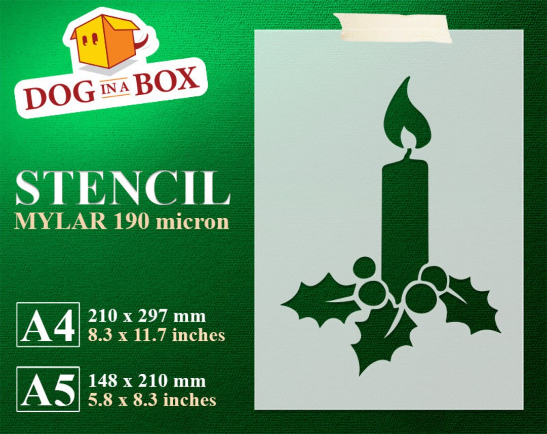 Christmas Candle Stencil N.2 - Christmas Decorations Stencil, Christmas ...