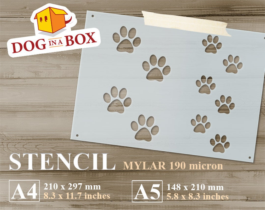 Dog Paw Prints Stencil N.1 - Reusable Dog Stencil, Paws Stencil, K9 ...