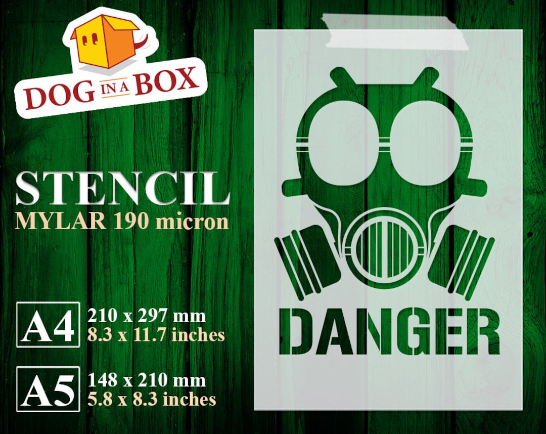 Danger Sign Stencil N.1 - Reusable Gas Mask Stencil, Radioactive Sign ...