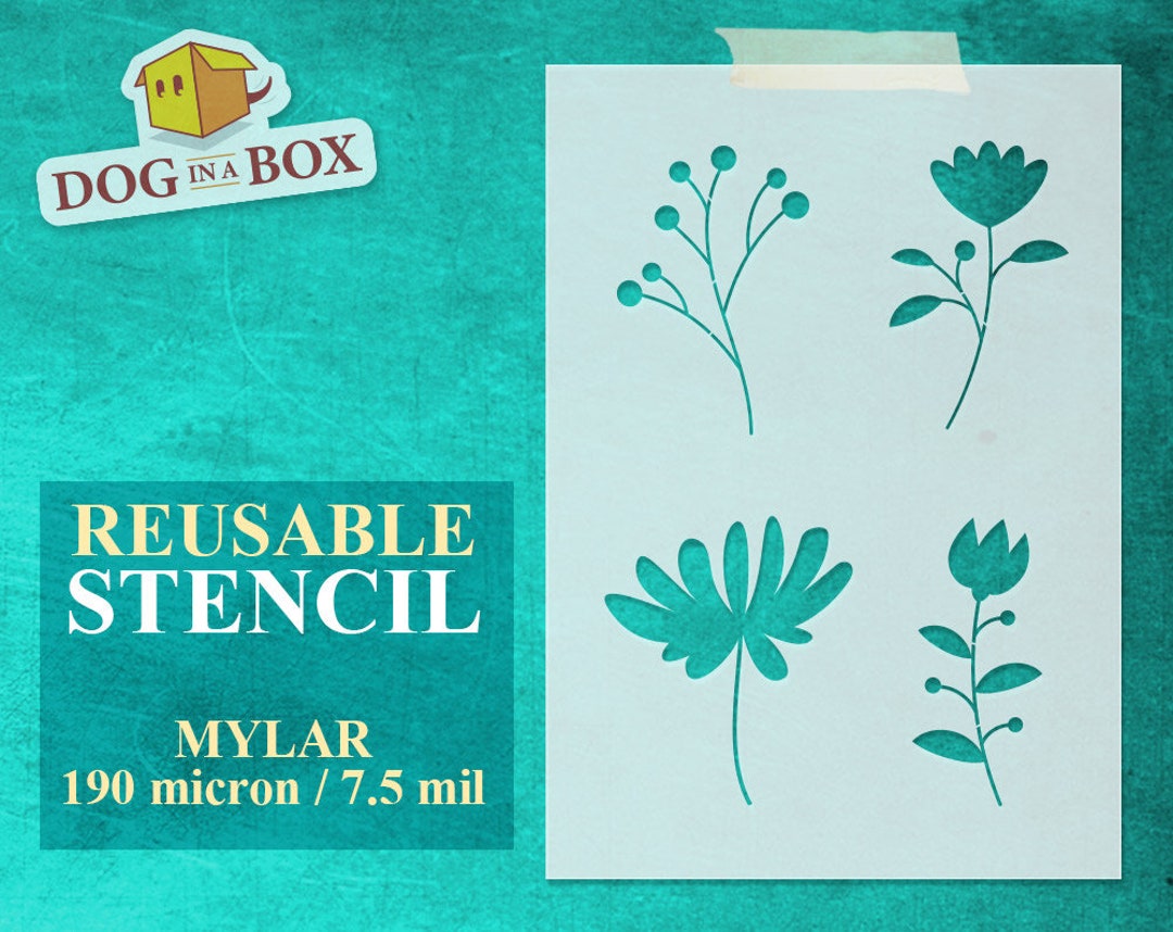 Flowers Stencil Set N.2 - Reusable Stencil With Different Flowers ...