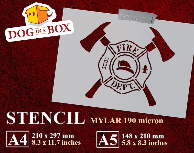 Firefighters Emblem Stencil N.1, Firefighter Stencil, Axes Stencil ...