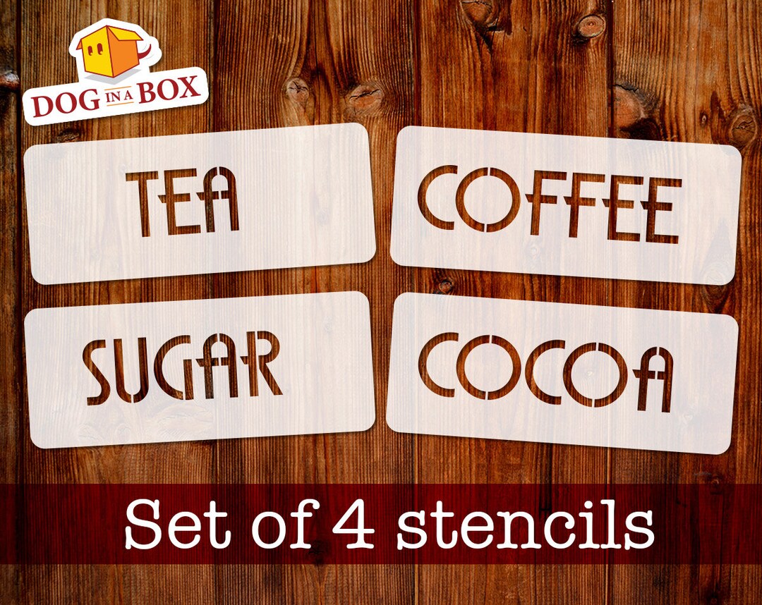 Tea, Coffee, Sugar, Cocoa Stencils SET of 4 (design N.4) - Tea Stencil ...
