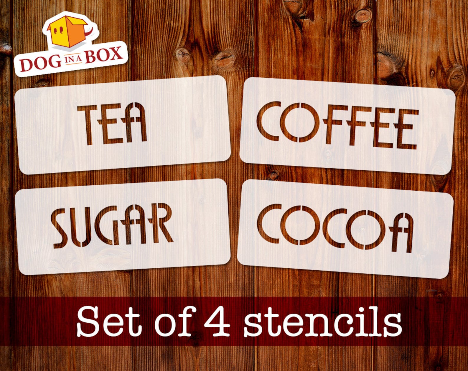 Tea Coffee Sugar Cocoa stencils SET of 4 Design n.4 Tea | Etsy