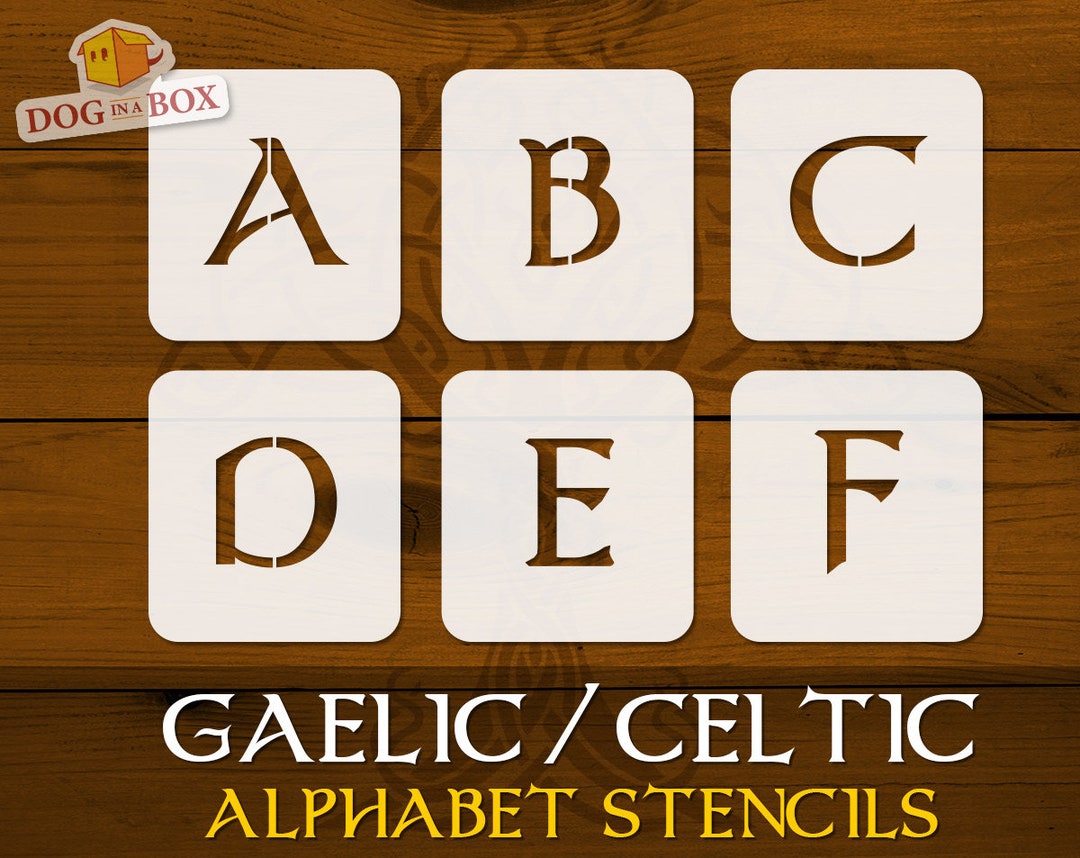 Gaelic - Celtic Alphabet Stencils N.3 - Uppercase | Set of 26 Reusable ...