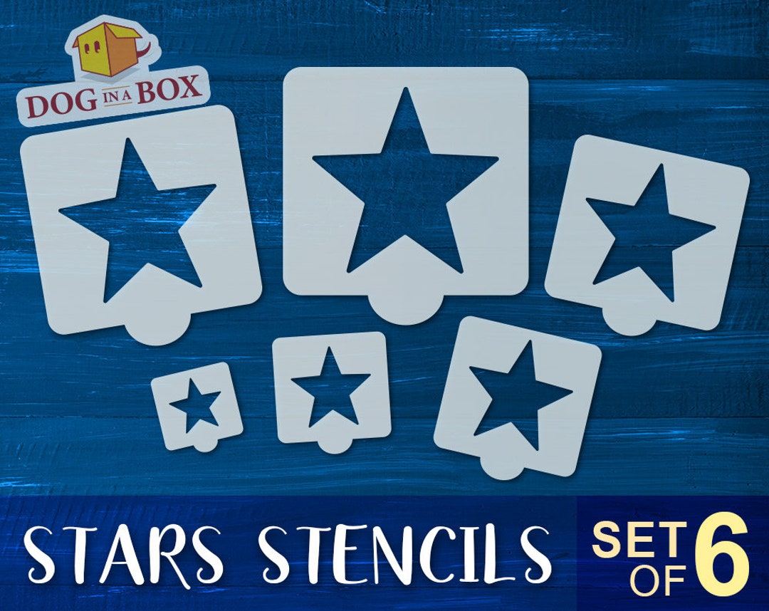 Stars Stencils - Set of 6 Different Sizes Reusable Stencils. Style N.1 ...