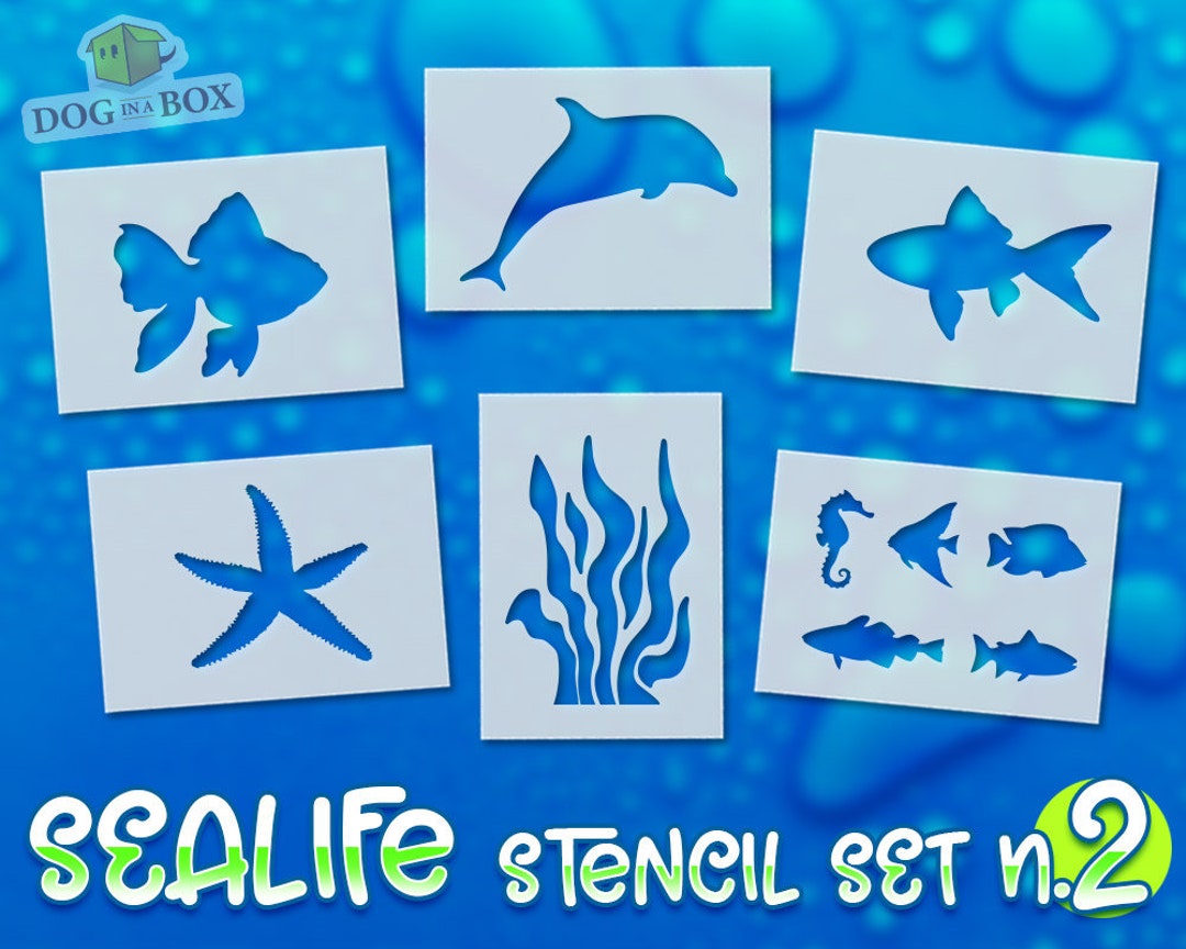 Sealife Stencils Set N.2 - 6 Different Sea Life Stencils. Fishes ...
