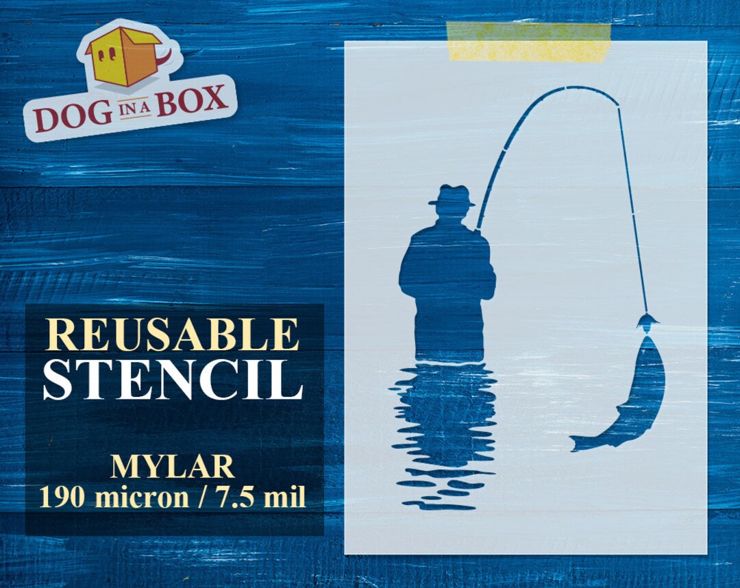 Fisherman Stencil N.3: Reusable DIY Painting Template, 190 Micron Mylar ...
