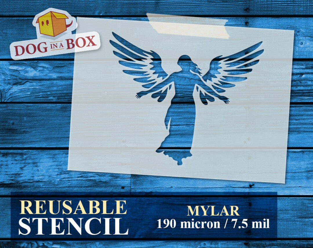 Angel Stencil N.2 - Reusable Christian Stencil. Angel With Wings Wide ...