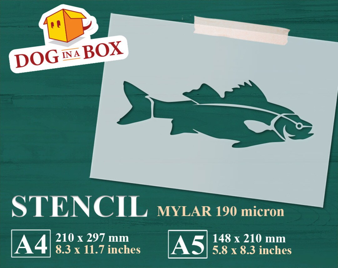 Fish Stencil N.5 - Reusable Fishing Stencil, Sea Animals Stencil, Nature, Stencil for Painting ...