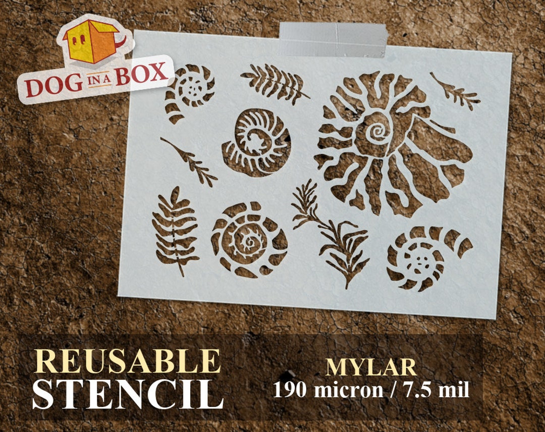 Fossil Seashells Stencil N.1 Reusable Seashells Stencil, Jurassic ...