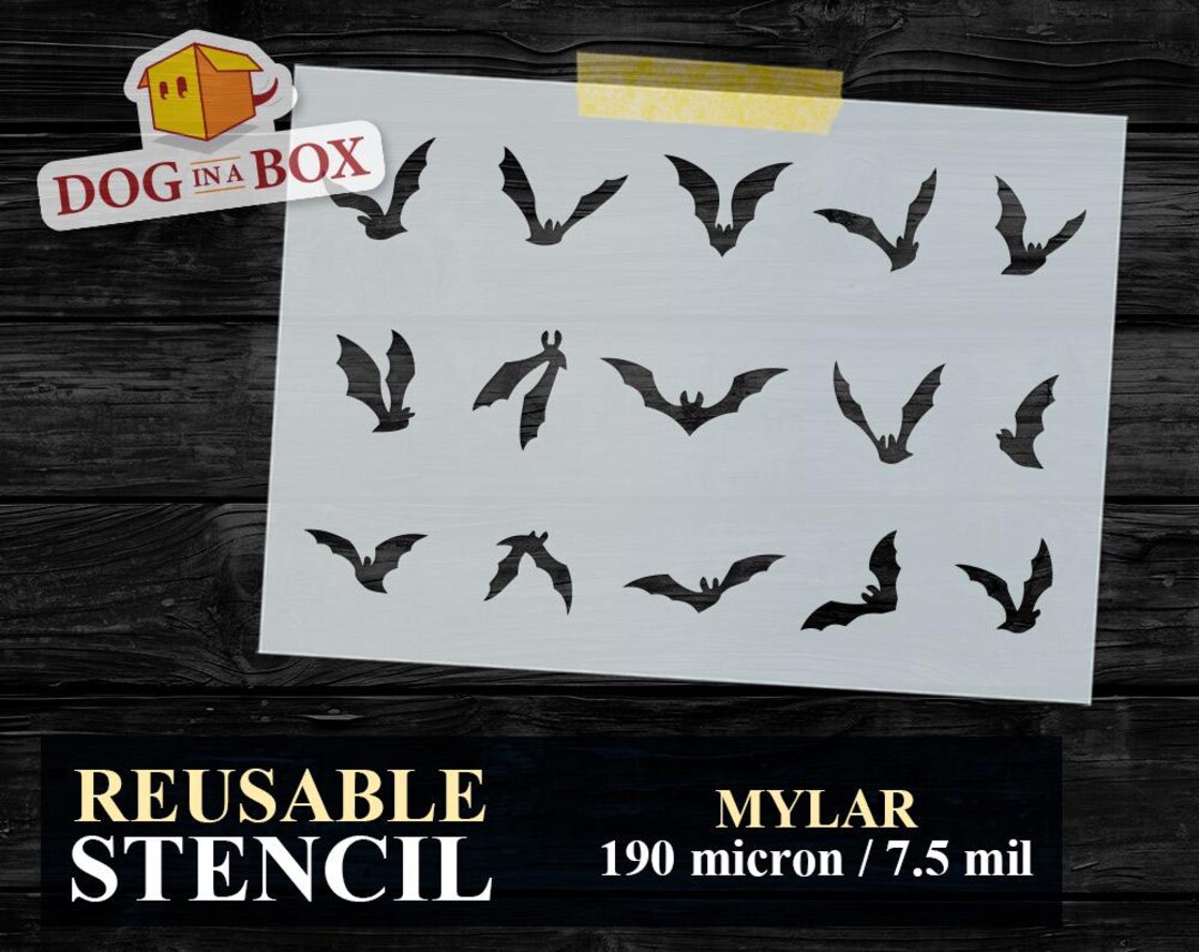 Bats Stencil N.1 - Reusable Bats Stencil for Halloween Decoration ...