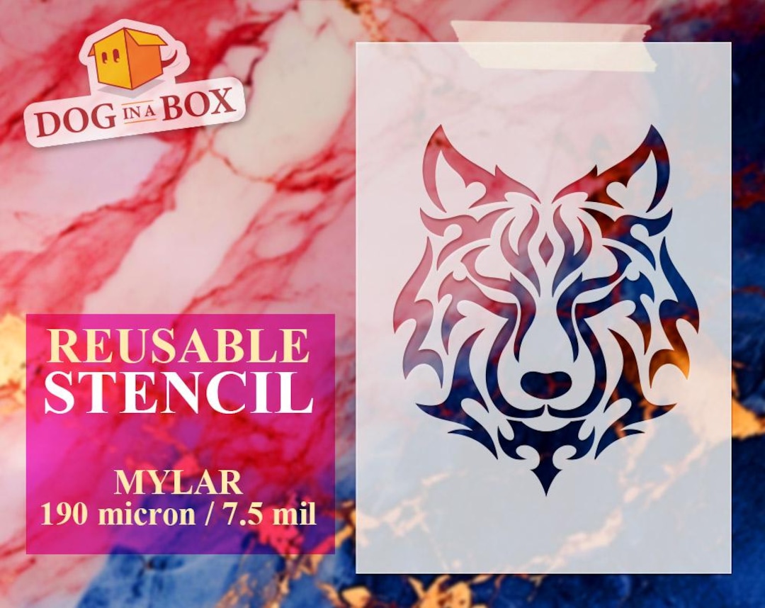 Wolf Stencil N.6 - Reusable Tribal Wolf Stencil. Wild Animal Stencil ...