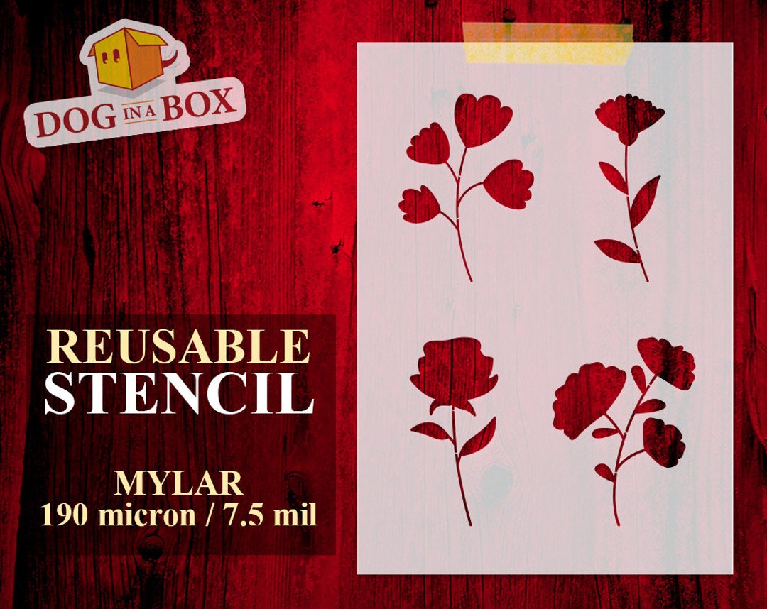 Flowers Stencil Set N.3 - Reusable Stencil With Different Flowers ...