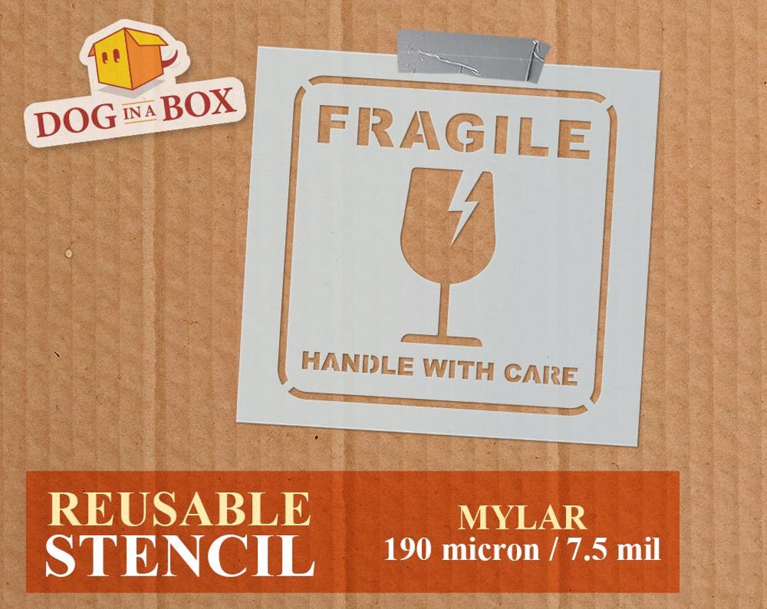 Fragile Symbol Stencil N.1: Reusable Stencil for Packagings, Wood ...