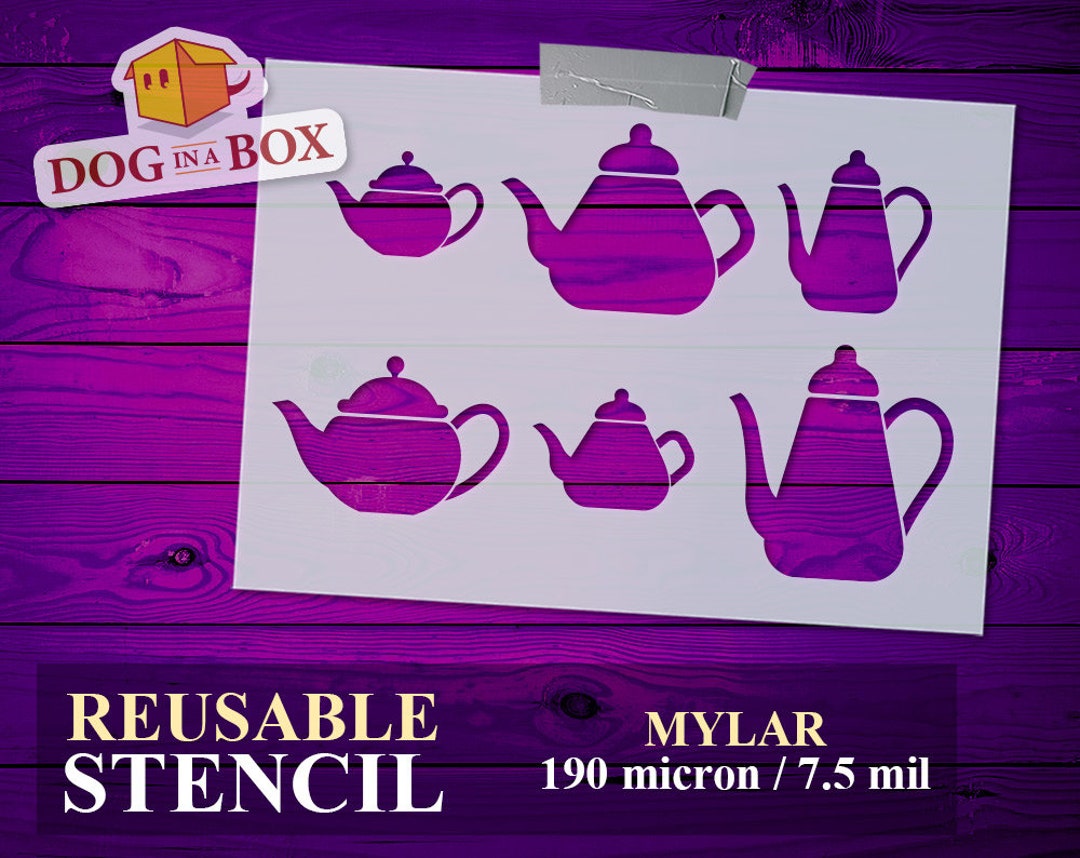 Teapots Stencil Set N.1 - Reusable Stencil With Three Teapots in ...