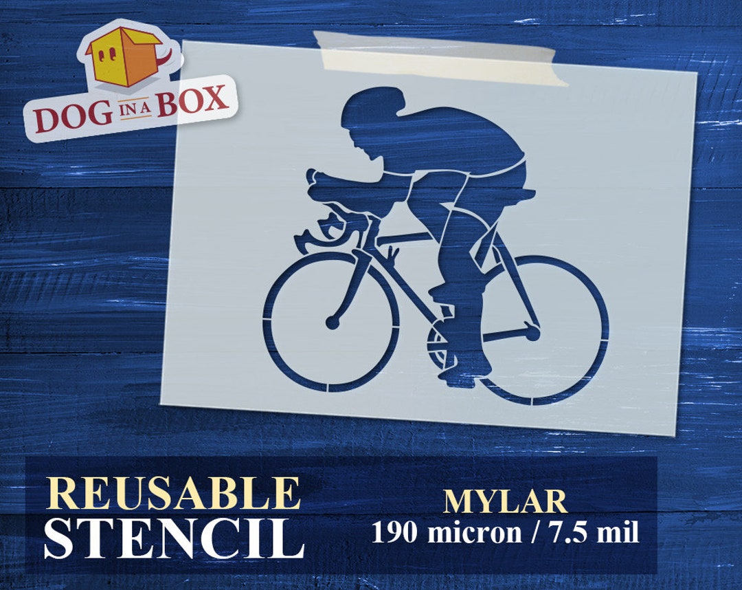 Cyclist Stencil N.2: Reusable Bike Stencil for Painting on Walls, Wood ...