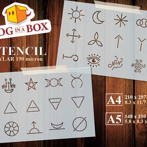 Wiccan Runes Stencils - Set of 2 Sheets - Reusable Wiccan Stencils for ...