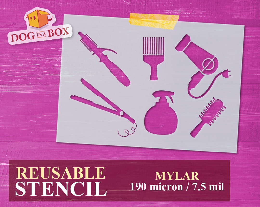 Hair Salon Stencil: Reusable Stencil for Hair Saloon Decor (hair Tools ...