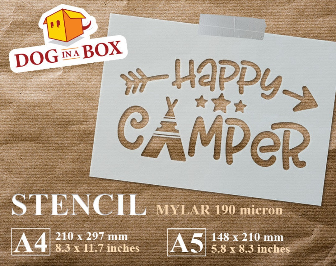 Happy Camper Stencil N.2 - Reusable Camping Stencil, Stencil for Wood ...